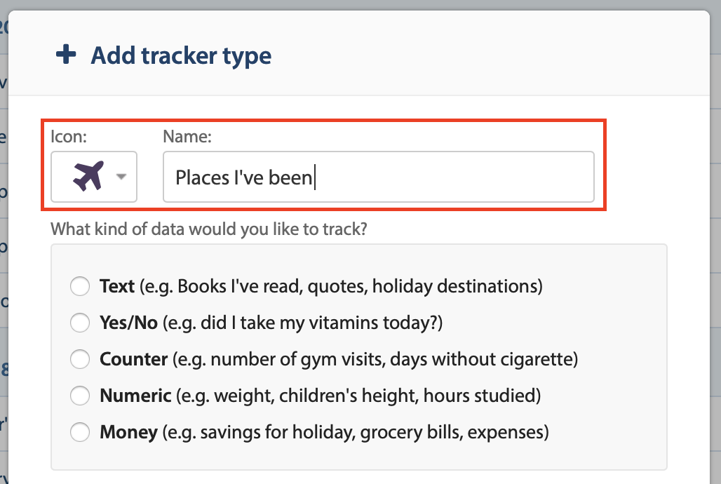Lifetick – Knowledge Centre » Create a tracker